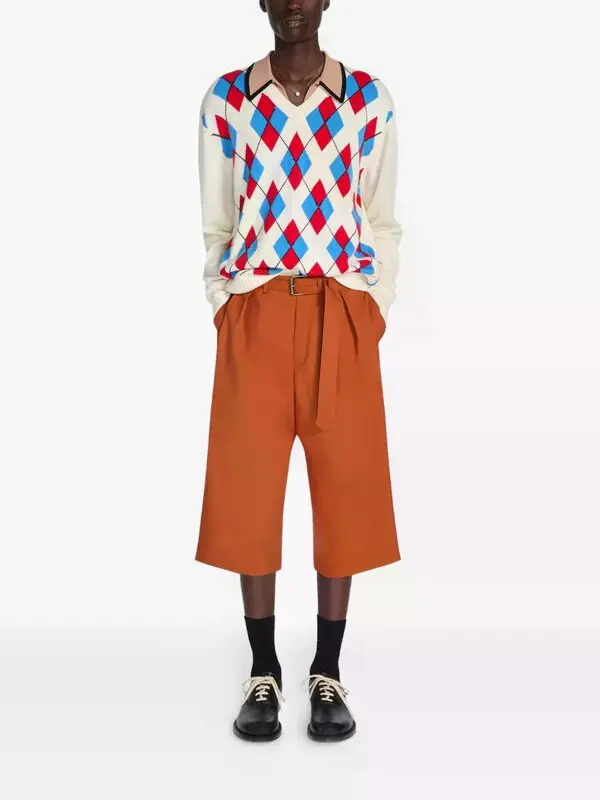 Dries Van Noten Belted Wool Shorts - Orange