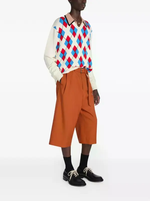 Dries Van Noten Belted Wool Shorts - Orange