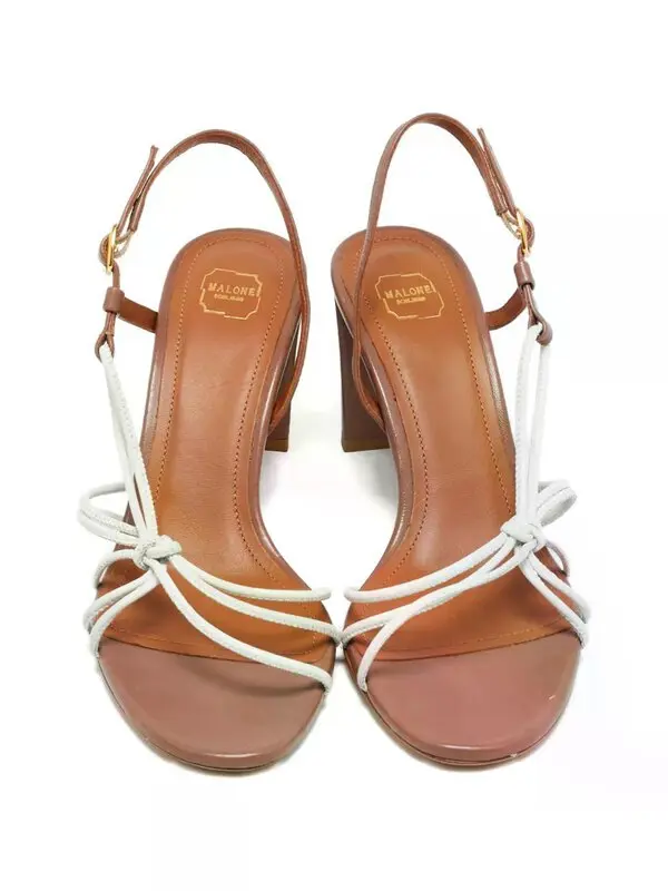 MALONE SOULIERS Leather Slingback Block Heel Sandals With Knot Detail