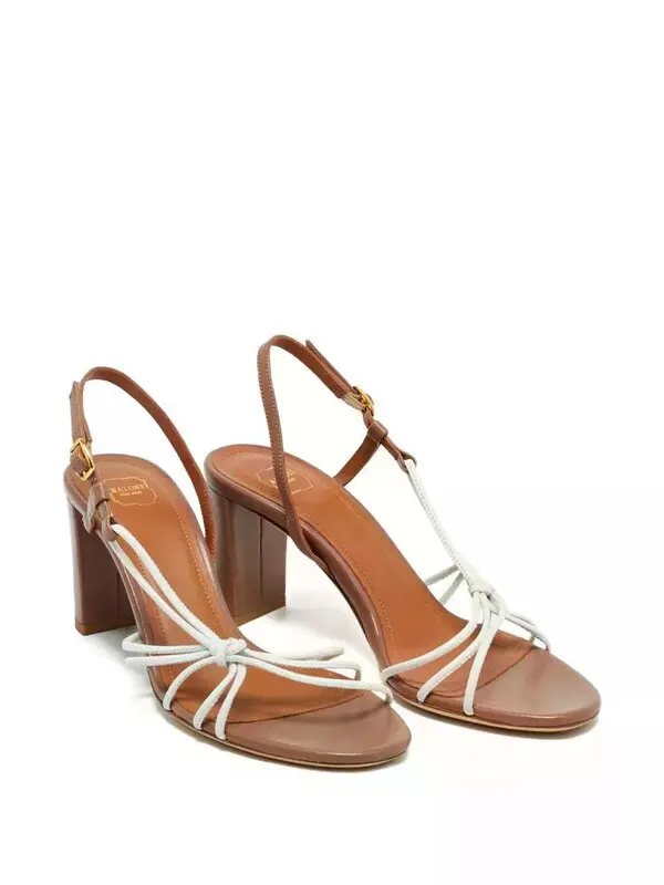MALONE SOULIERS Leather Slingback Block Heel Sandals With Knot Detail