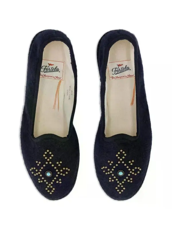 FORTELA Brushed Finish Friulane Slippers - Blue