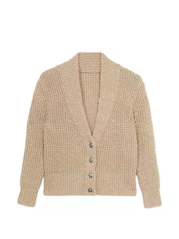 FORTELA Open Knit Button Cardigan - Neutrals
