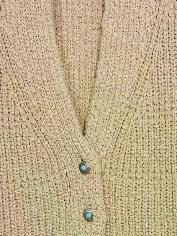 FORTELA Open Knit Button Cardigan - Neutrals