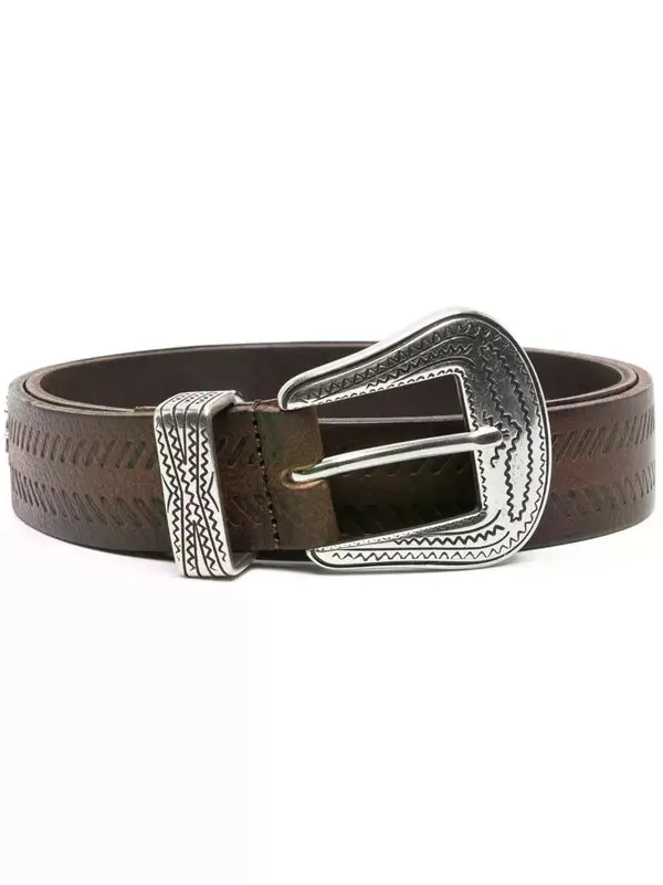 FORTELA Los Angeles Studded Leather Belt - Brown