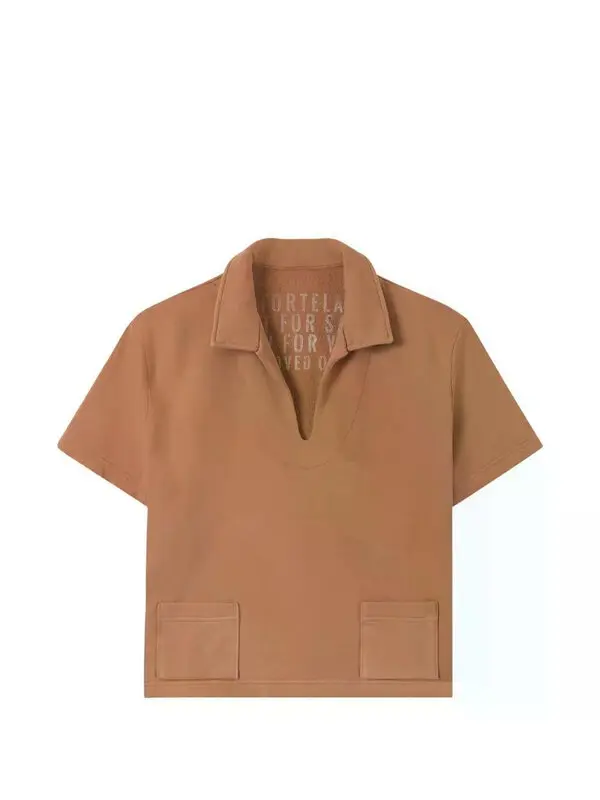 FORTELA Grand V-neck Short-sleeve Sweatshirt - Brown