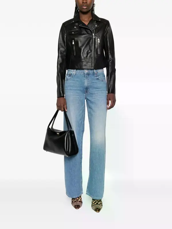 Pinko Zip Leather Jacket - Black