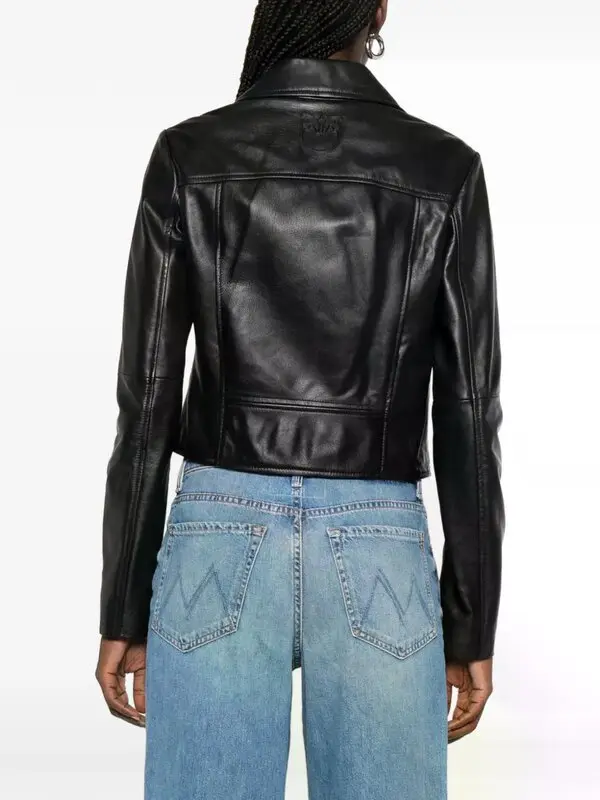 Pinko Zip Leather Jacket - Black