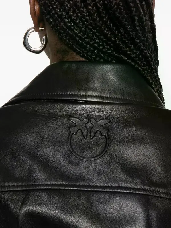 Pinko Zip Leather Jacket - Black