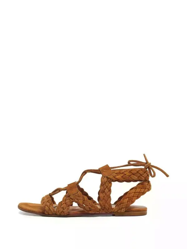 GIANVITO ROSSI Woven Suede Sandals - Brown