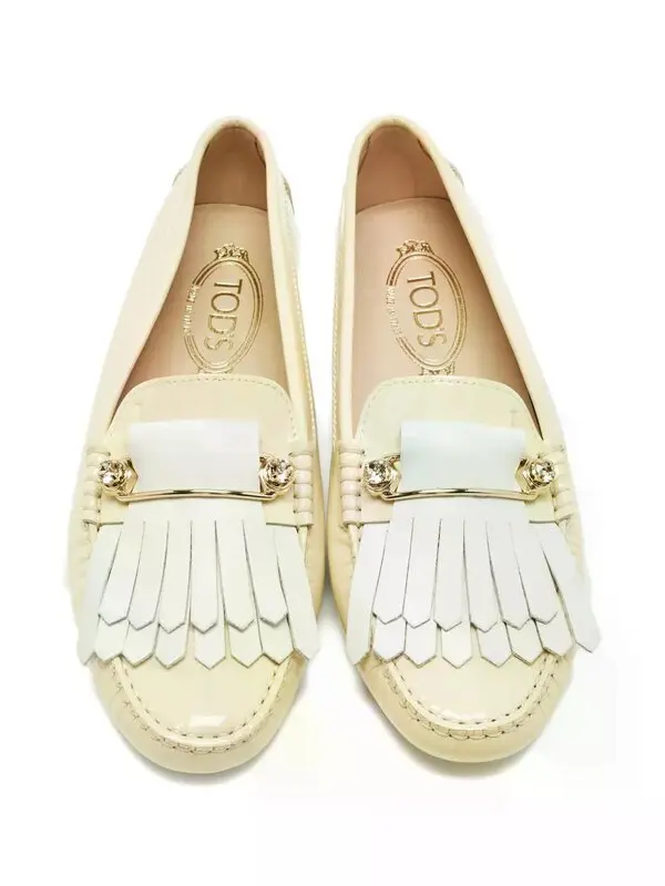 TOD'S Fringed Leather Loafers - Yellow