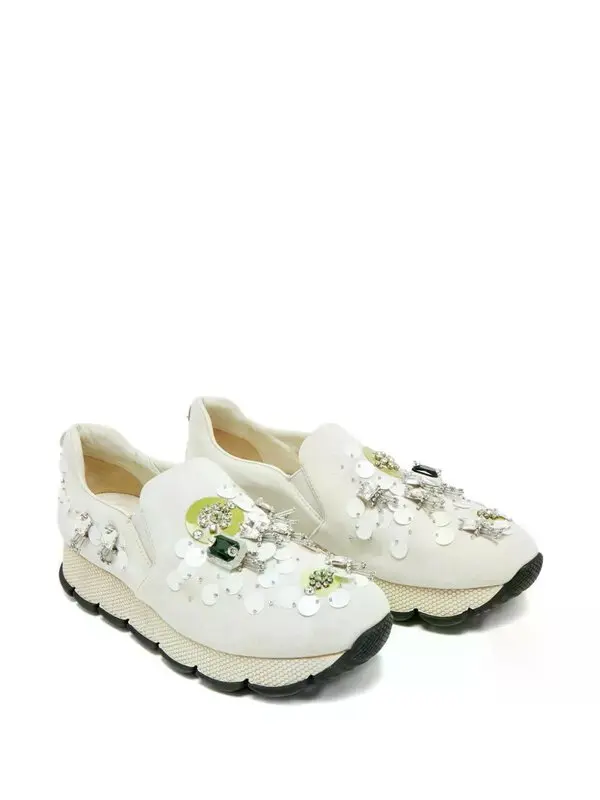 Prada Embellished Slip-on Sneakers