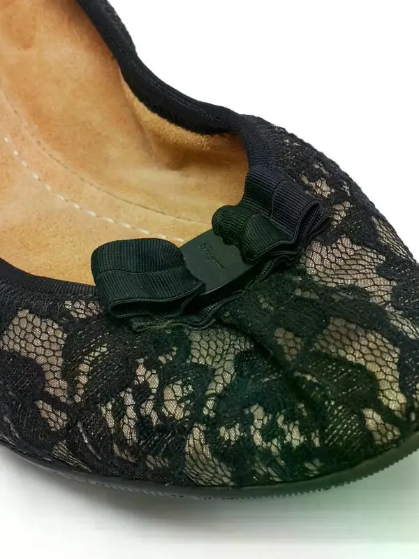 FERRAGAMO Lace Bow Ballet Flats
