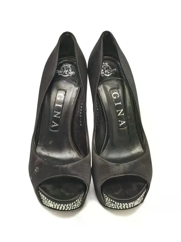 GINA Satin Embellished Platform Pumps