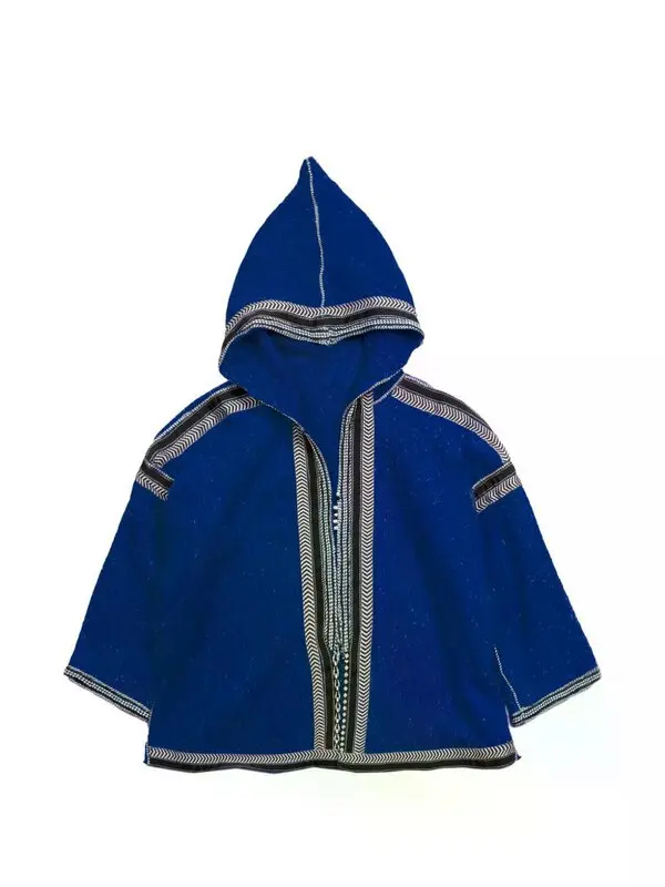 FORTELA Hooded Embellished Poncho - Blue