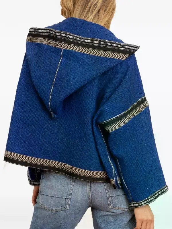 FORTELA Hooded Embellished Poncho - Blue