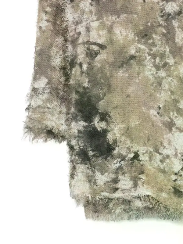 Avant Toi Camouflage-print Frayed Scarf