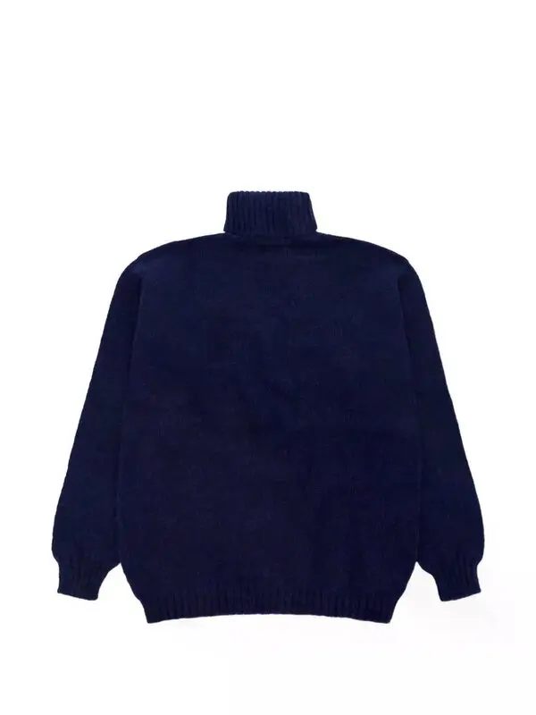 FORTELA Ribbed Virgin Wool Turtleneck Sweater - Blue