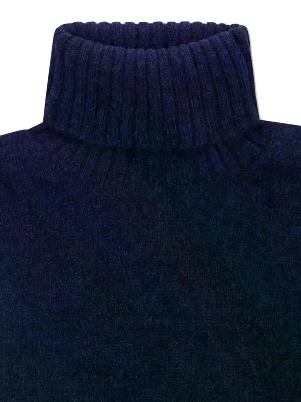 FORTELA Ribbed Virgin Wool Turtleneck Sweater - Blue