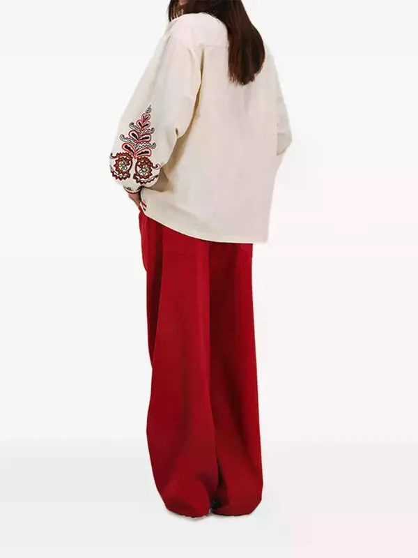 FORTELA Cinthya V-neck Embroidered Blouse - Neutrals