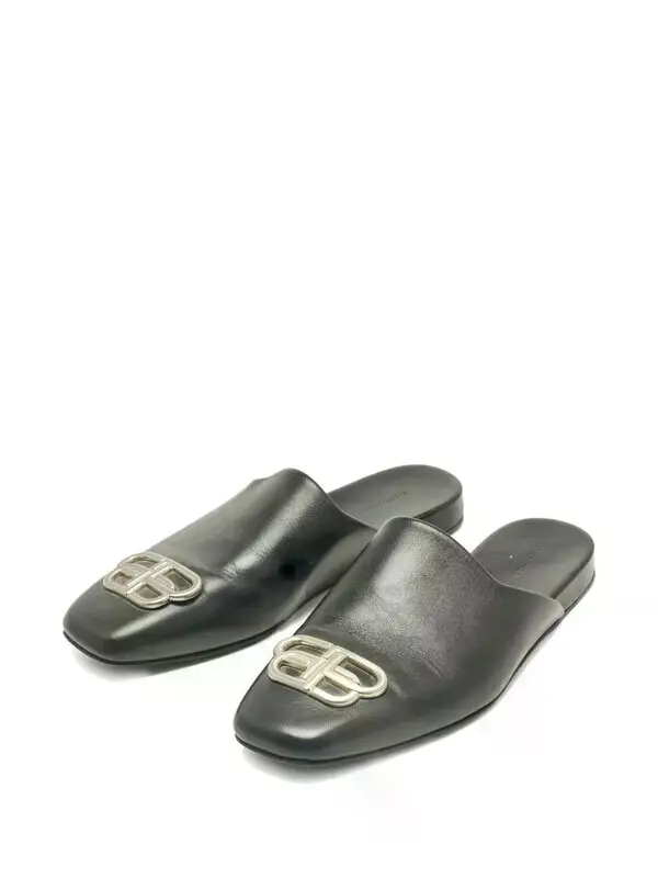 Balenciaga Bb Emblem Leather Mules