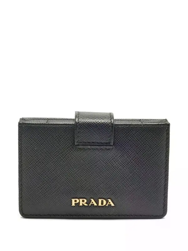 Prada Logo-plaque Leather Card Case - Black