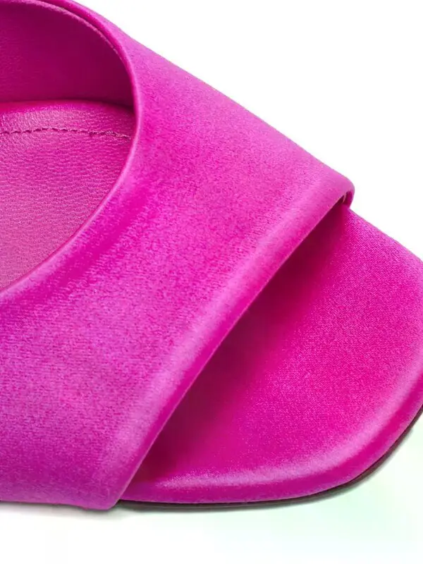 Attico Satin Crystal Embellished Cone Heel Sandals - Pink