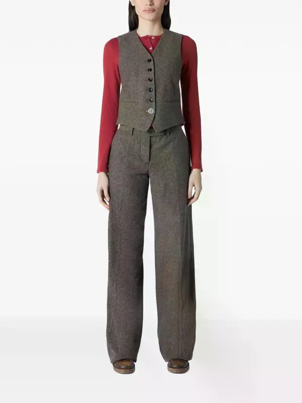 FORTELA Demi Single-breasted Vest - Brown