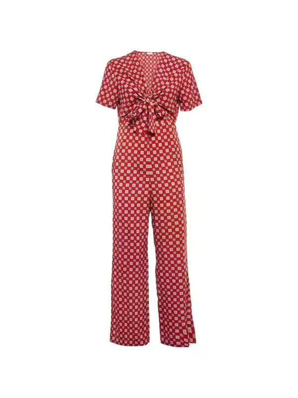 Sandro Printed Crepe Jumpsuit - Red