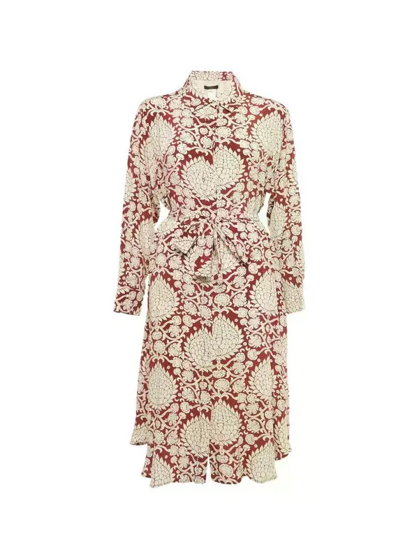 Max Mara Printed Belted Midi Dress