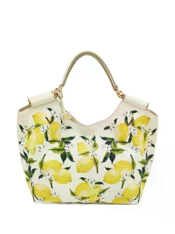 Dolce & Gabbana Lemon-print Leather Tote Bag