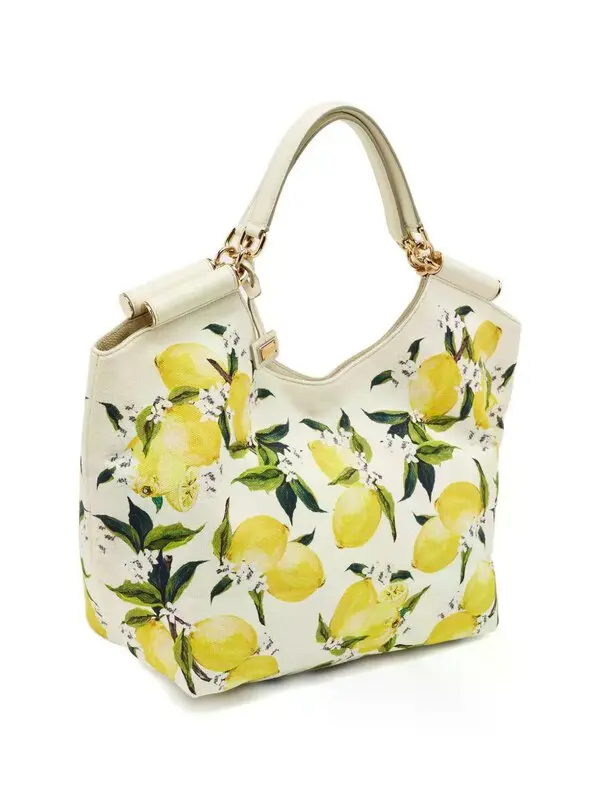 Dolce & Gabbana Lemon-print Leather Tote Bag
