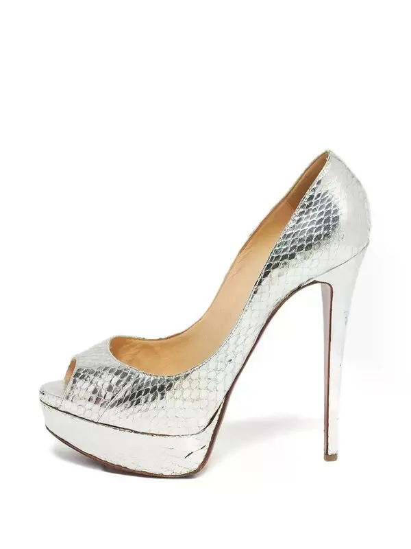 CHRISTIAN LOUBOUTIN Python-embossed Leather Peep Toe Platform Pumps