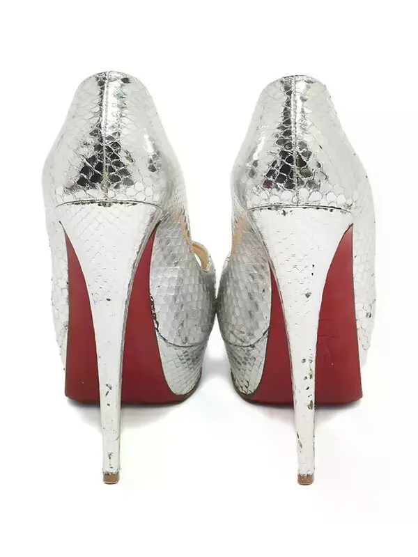 CHRISTIAN LOUBOUTIN Python-embossed Leather Peep Toe Platform Pumps