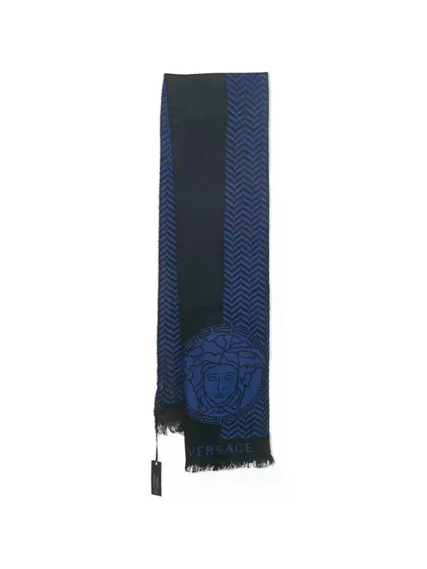 Versace Wool Jacquard Stole - Black