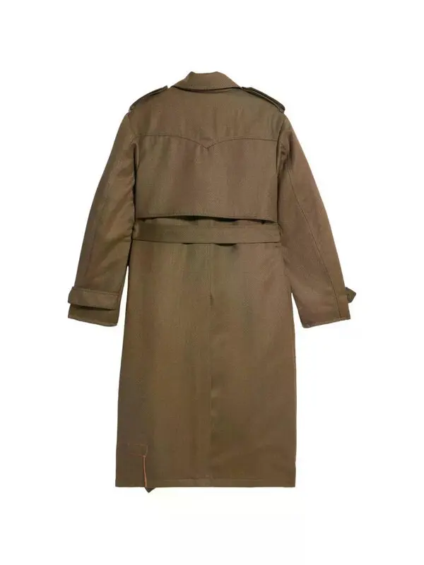 FORTELA Double-breasted Belted Trench Coat - Green