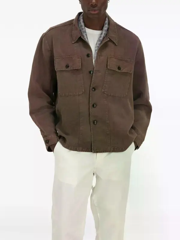 FORTELA Front Pockets Logo Button Shirt