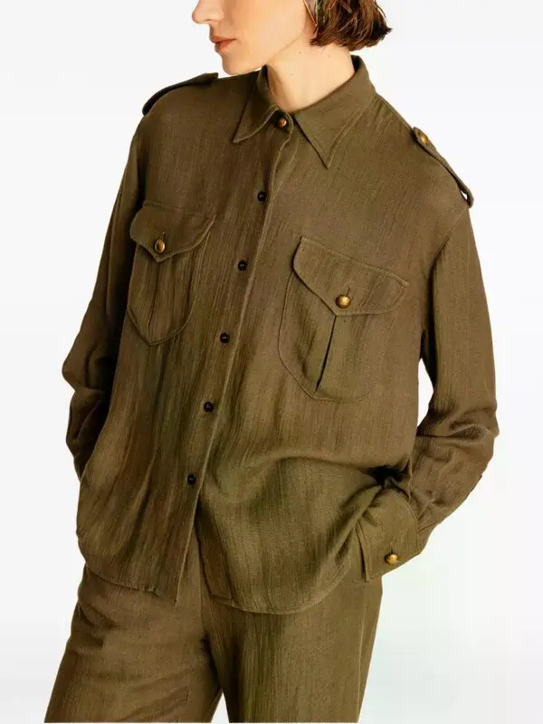 FORTELA Luke Pockets Shoulder Shirt - Green