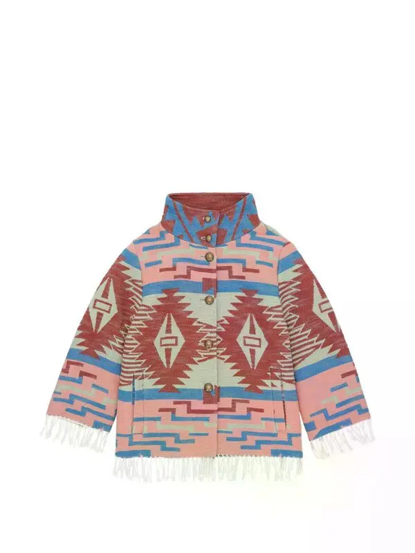 FORTELA Fringed Geometric Cotton Jacket