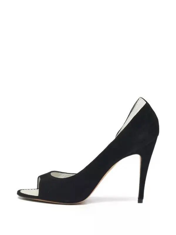 Manolo Blahnik Suede Open Toe Pumps