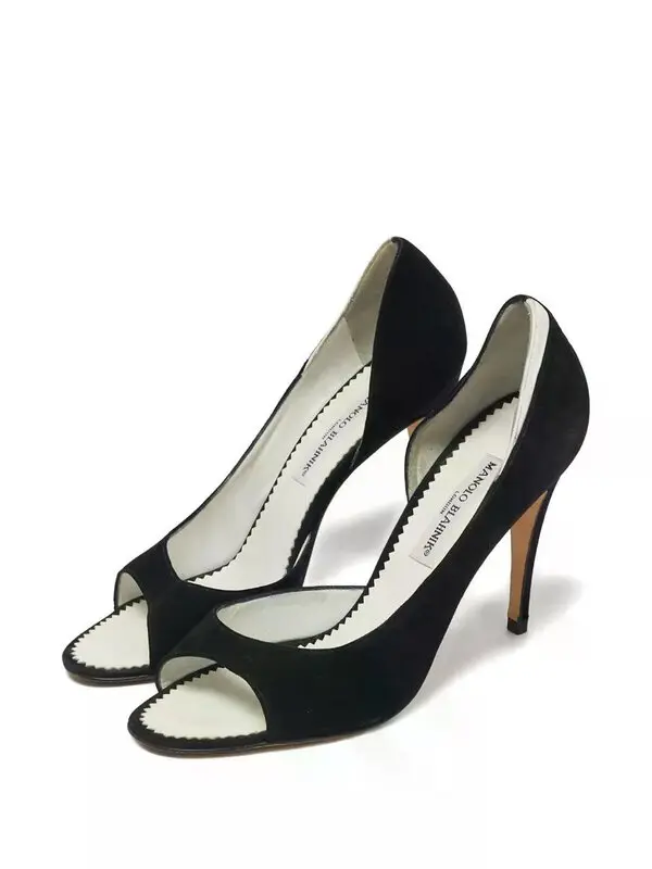 Manolo Blahnik Suede Open Toe Pumps