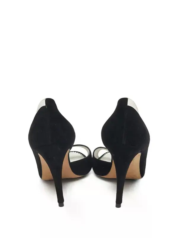 Manolo Blahnik Suede Open Toe Pumps