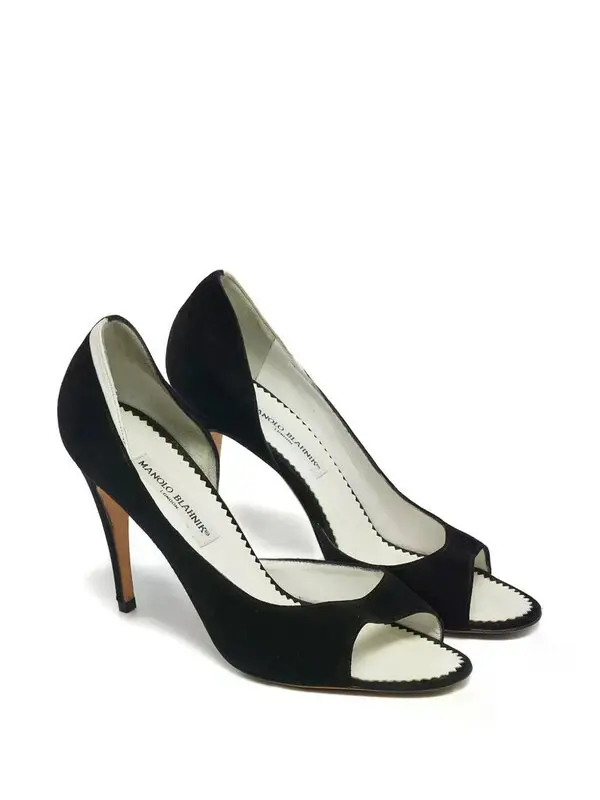 Manolo Blahnik Suede Open Toe Pumps