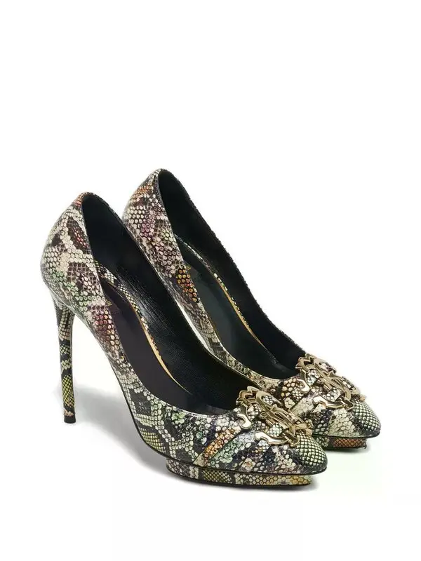 Roberto Cavalli Python-embossed Platform Pumps