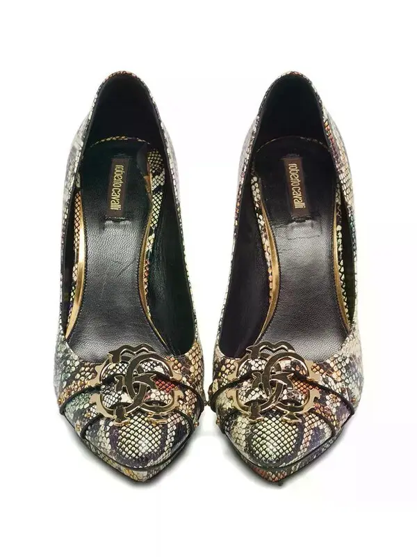 Roberto Cavalli Python-embossed Platform Pumps