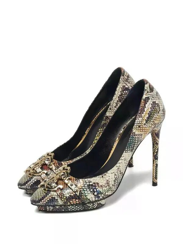 Roberto Cavalli Python-embossed Platform Pumps