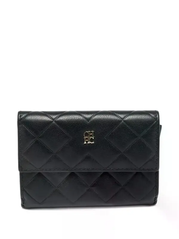 Carolina Herrera Quilting Logo-plaque Wallet - Black