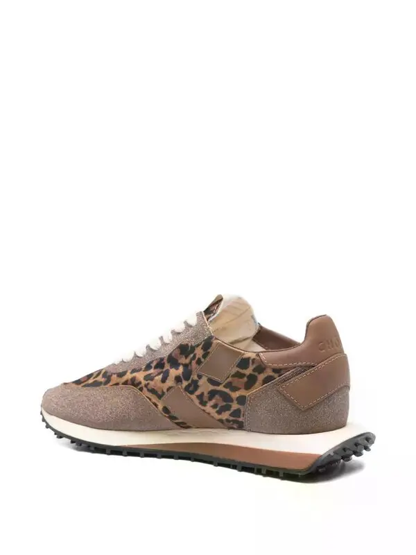 GHOUD VENICE Leopard-print Lace-up Sneakers - Brown