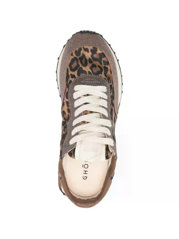 GHOUD VENICE Leopard-print Lace-up Sneakers - Brown