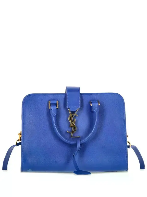 Saint Laurent Baby Cabas Monogram Leather Tote Bag - Blue