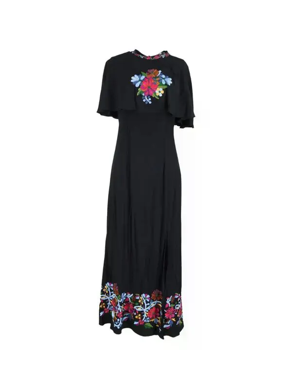 Rixo Iona Cape-effect Embroidered Maxi Dress